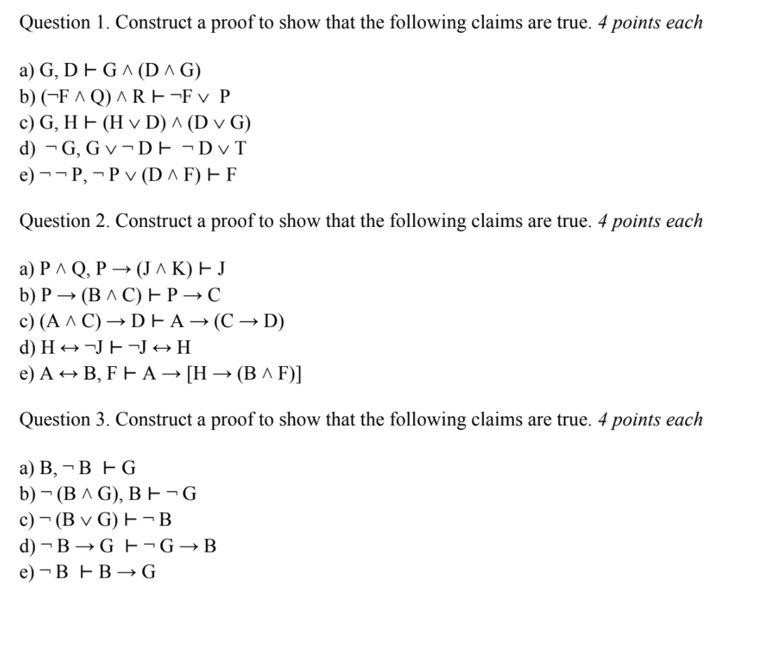 Solved Question 1. Construct a proof to show that the | Chegg.com