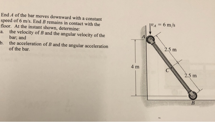 Solved End A of the bar moves downward with a constant speed | Chegg.com