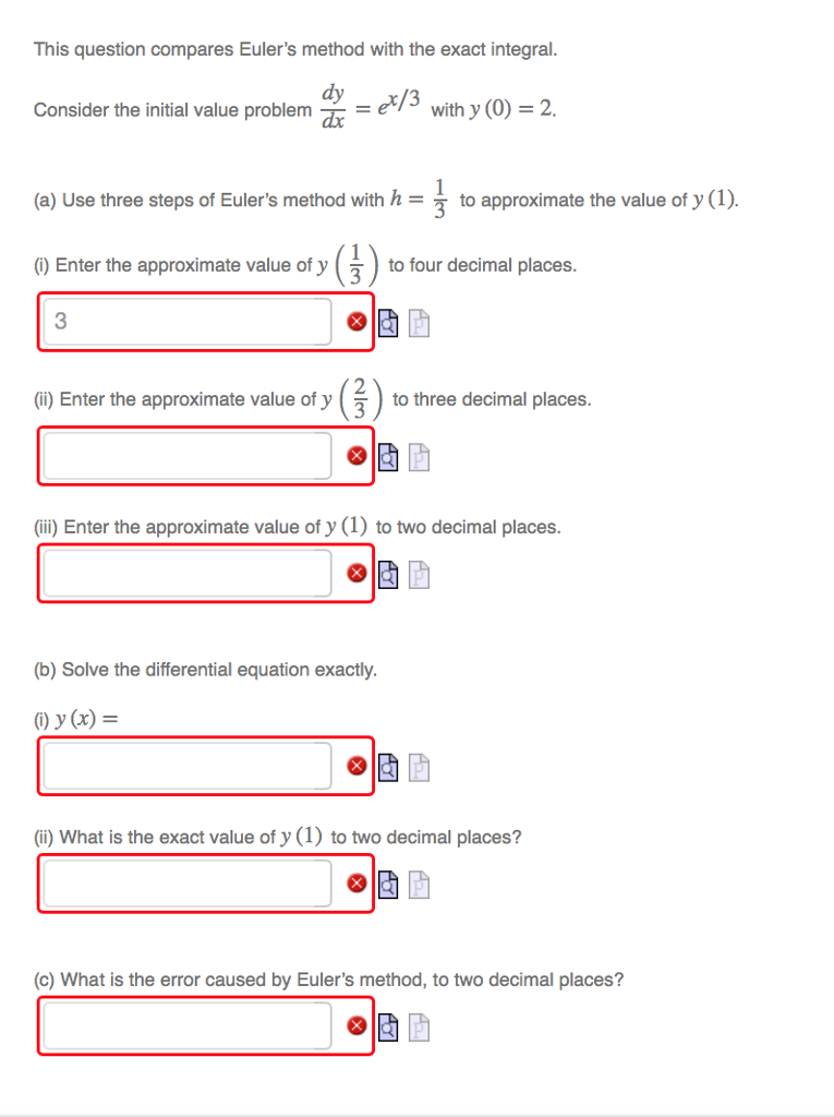 Solved This question compares Euler's method with the exact | Chegg.com