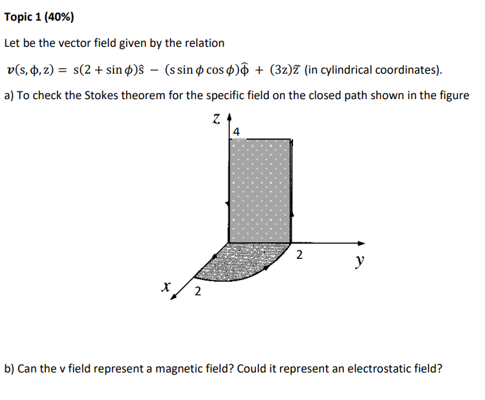 Solved Topic 1 (40\%) Let be the vector field given by the | Chegg.com