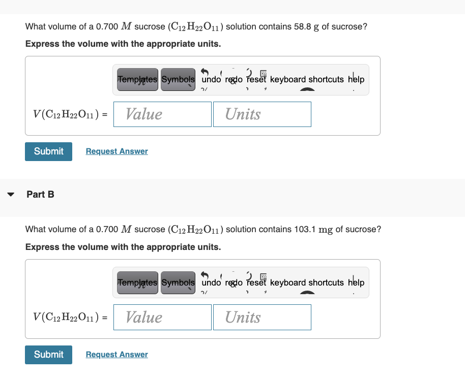 Solved What volume of a 0.700M sucrose (C12H22O11) solution | Chegg.com
