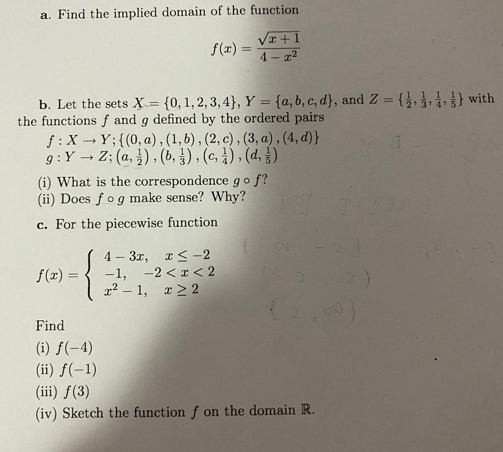 Solved a. Find the implied domain of the function | Chegg.com