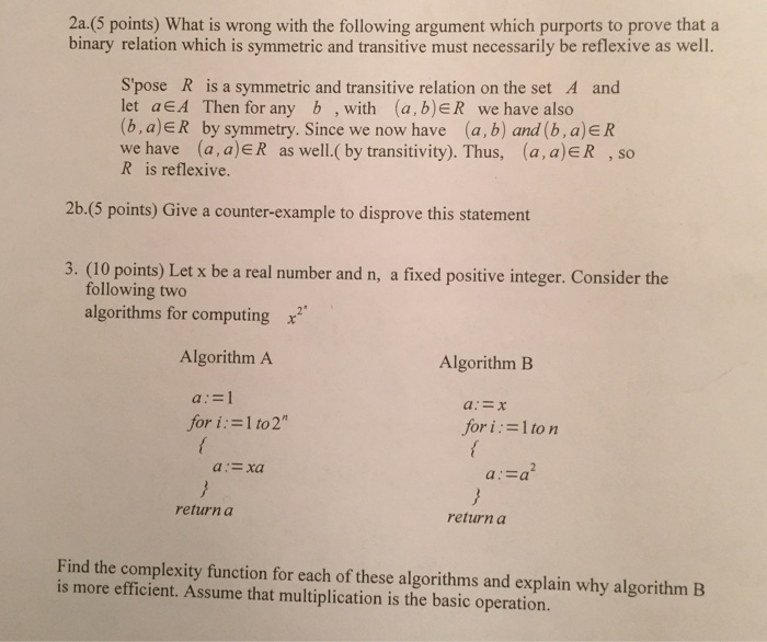 Solved 2a.(5 points) What is wrong with the following | Chegg.com