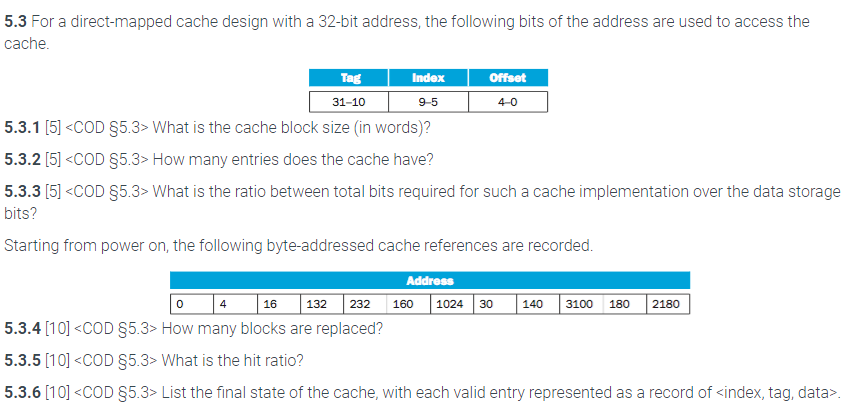 Solved 5.3 For a direct-mapped cache design with a 32-bit | Chegg.com
