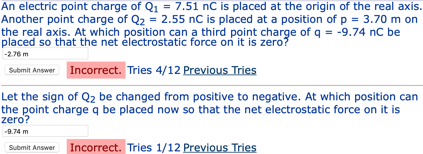 Solved An electric point charge of Q1 7.51 nC is placed at | Chegg.com