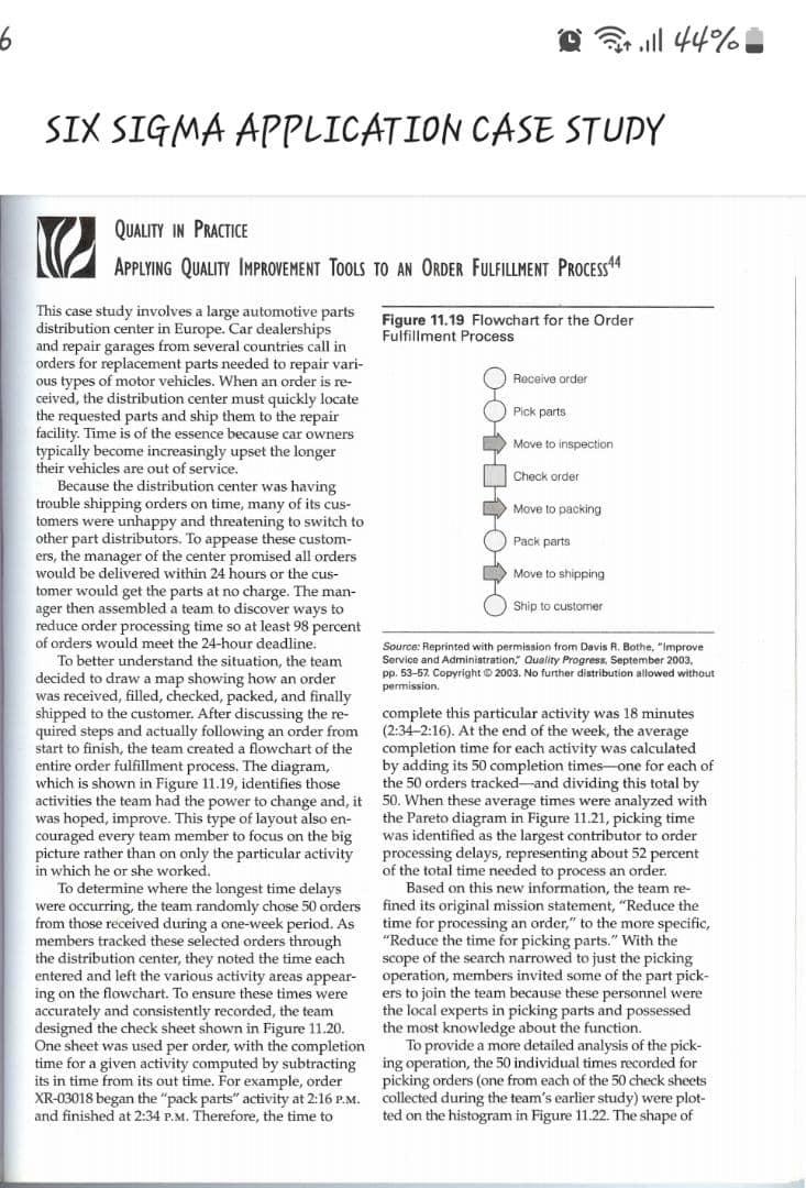 Solved SIX SIGMA APPLICATION CASE STUDY QuaLtTY IN Practice | Chegg.com