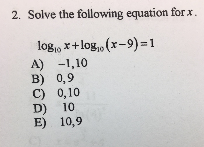 Solved Solve the following equation for x. log_10 x + | Chegg.com