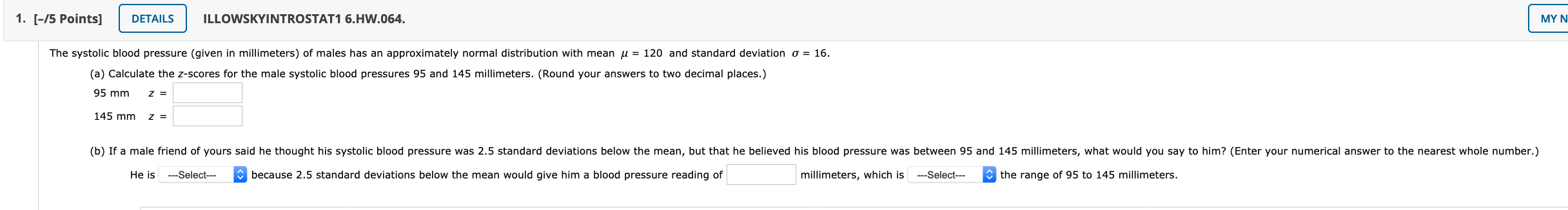 Solved 1. [-15 Points] DETAILS ILLOWSKYINTROSTAT1 6.HW.064. | Chegg.com
