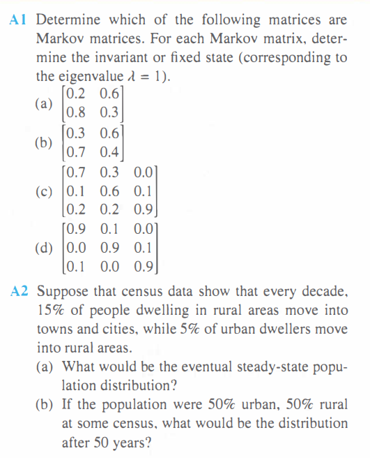 Solved Al Determine which of the following matrices are | Chegg.com