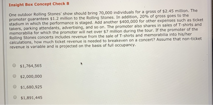 Insight Box Concept Check 8 One outdoor Rolling | Chegg.com