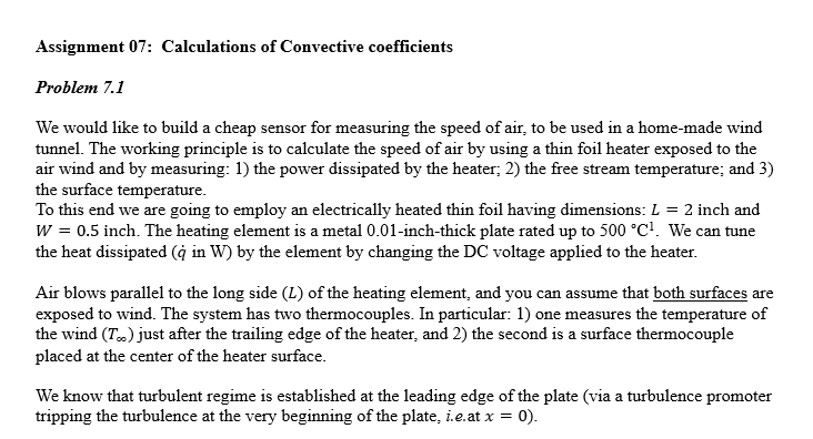 Solved Assignment 07: Calculations of Convective | Chegg.com