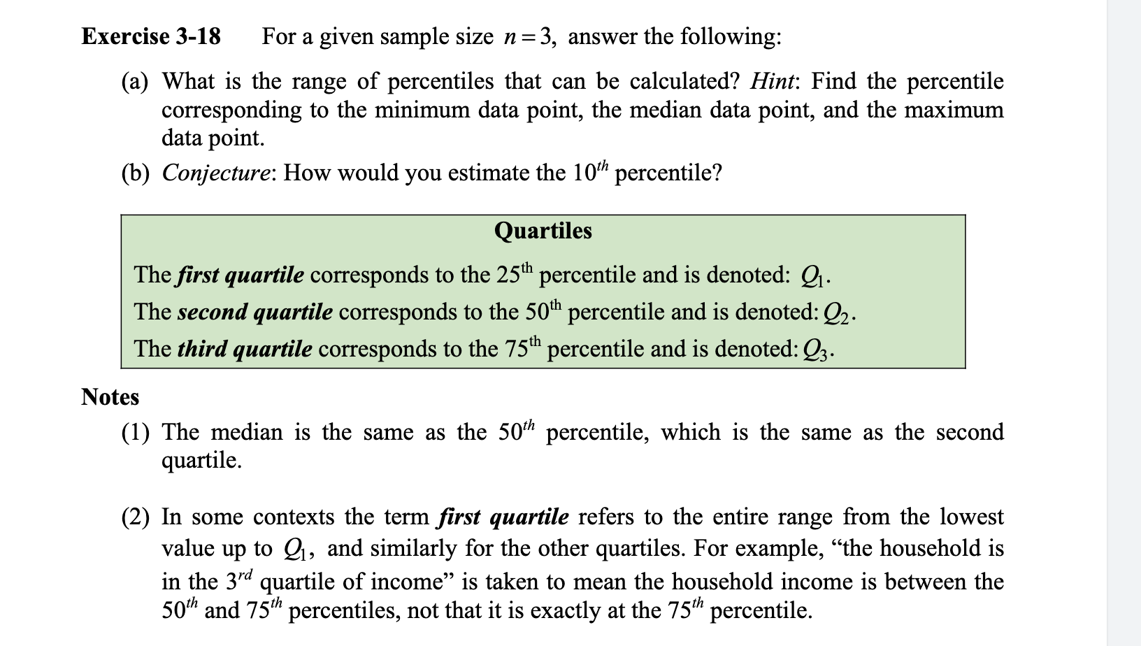 Solved Exercise 3-18 ﻿For a given sample size n=3, ﻿answer | Chegg.com