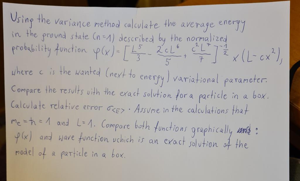 Solved Using the variance method calculate the average | Chegg.com