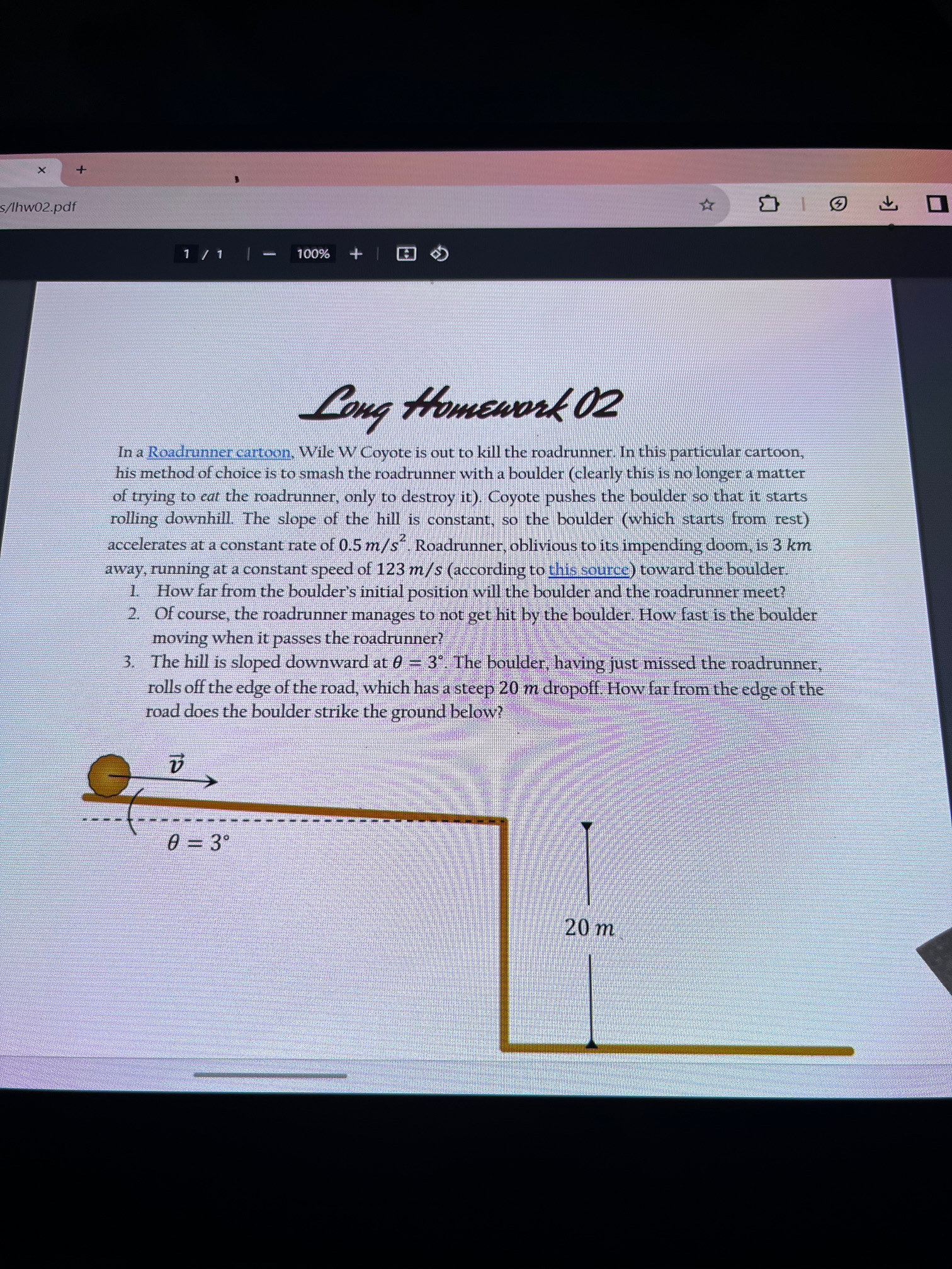 Solved Cong Homenart 02In a Roadrunner cartoon, Wile W | Chegg.com