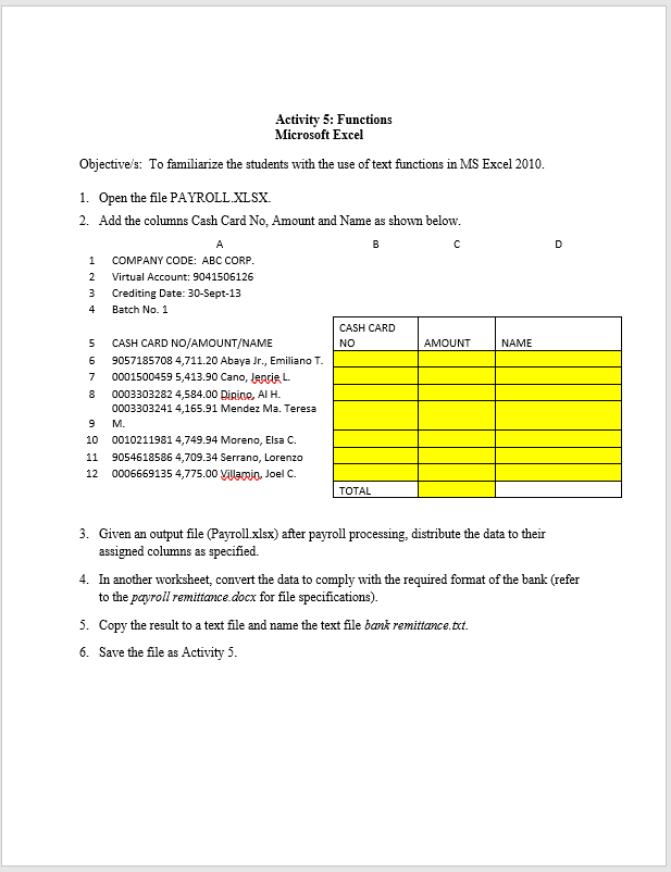 activity-5-functions-microsoft-excel-objectives-to-chegg
