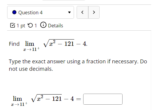 Solved Find limx→11+x2-1212-4.Type the exact answer using a | Chegg.com
