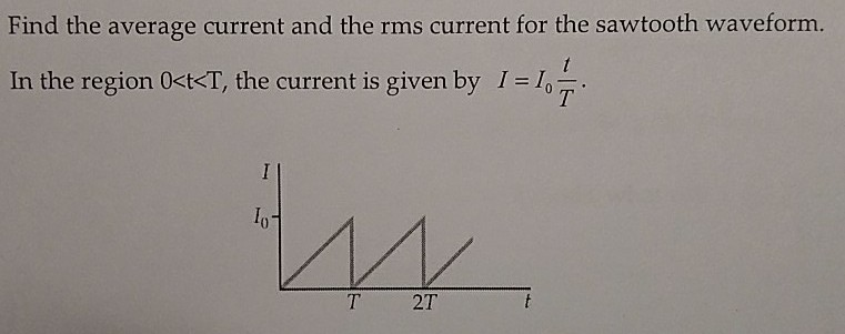 Solved Find the average current and the rms current for the | Chegg.com