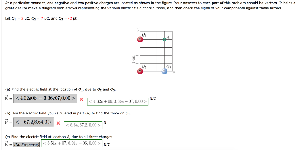 Solved At a particular moment, one negative and two positive | Chegg.com