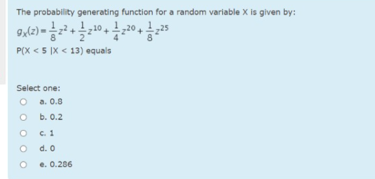 Solved The probability generating function for a random | Chegg.com