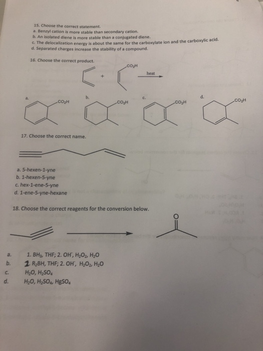 Solved 15. Choose the correct statement. a. Benzyl cation is | Chegg.com