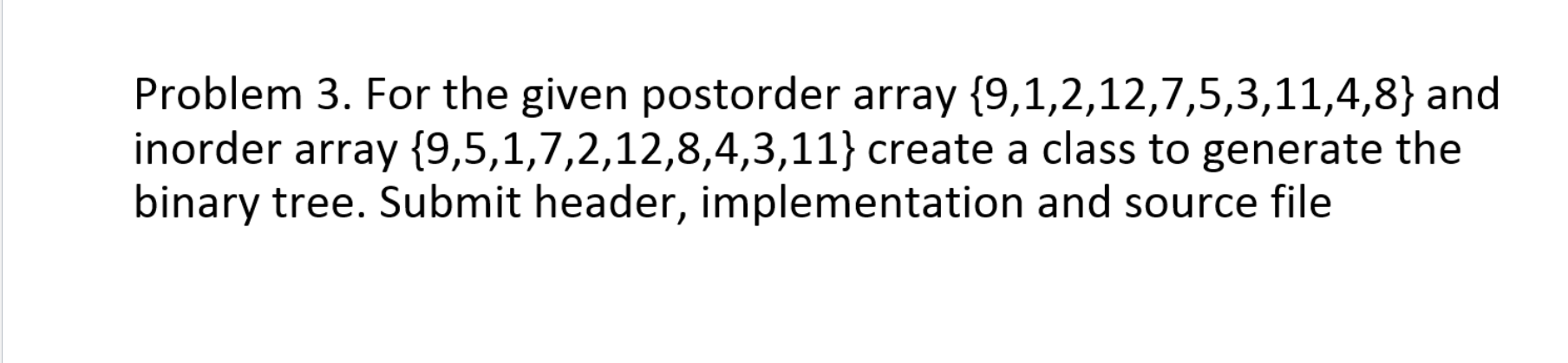 Solved Problem 3. For the given postorder array | Chegg.com