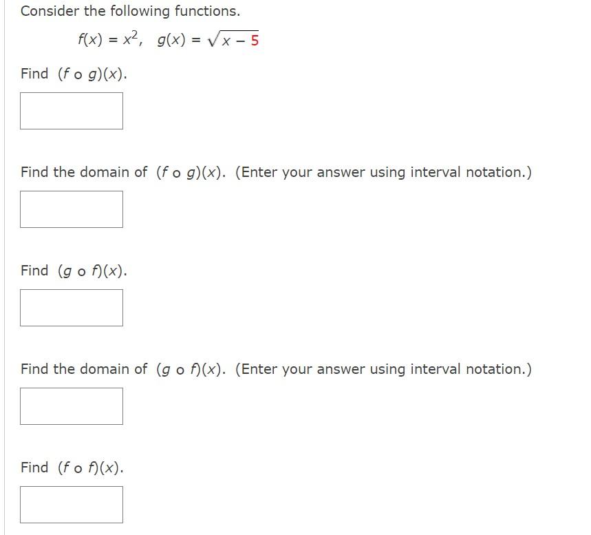 Solved Consider the following functions. f(x) = x2, g(x) = x | Chegg.com