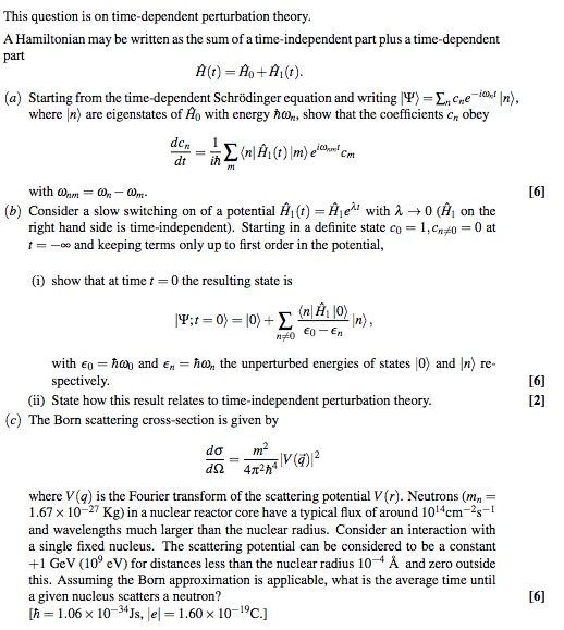 Solved t This question is on time-dependent perturbation | Chegg.com
