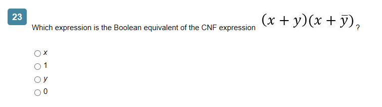 Solved 23 Which expression is the Boolean equivalent of the | Chegg.com