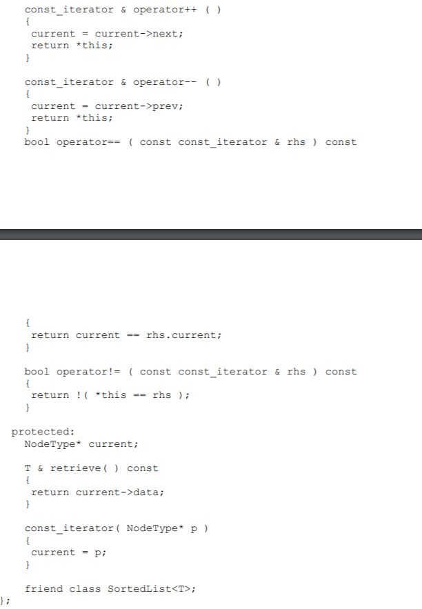 Solved 1 [30 marks] (The SortedLinkedList class template) | Chegg.com