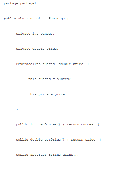 Solved In this exercise, we create an abstract Beverage | Chegg.com