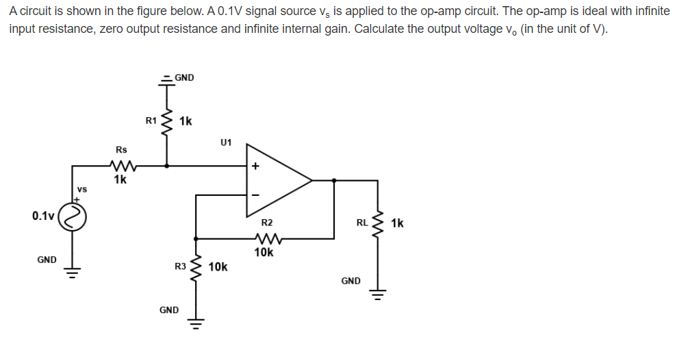 Solved A circuit is shown in the figure below. A 0.1V signal | Chegg.com