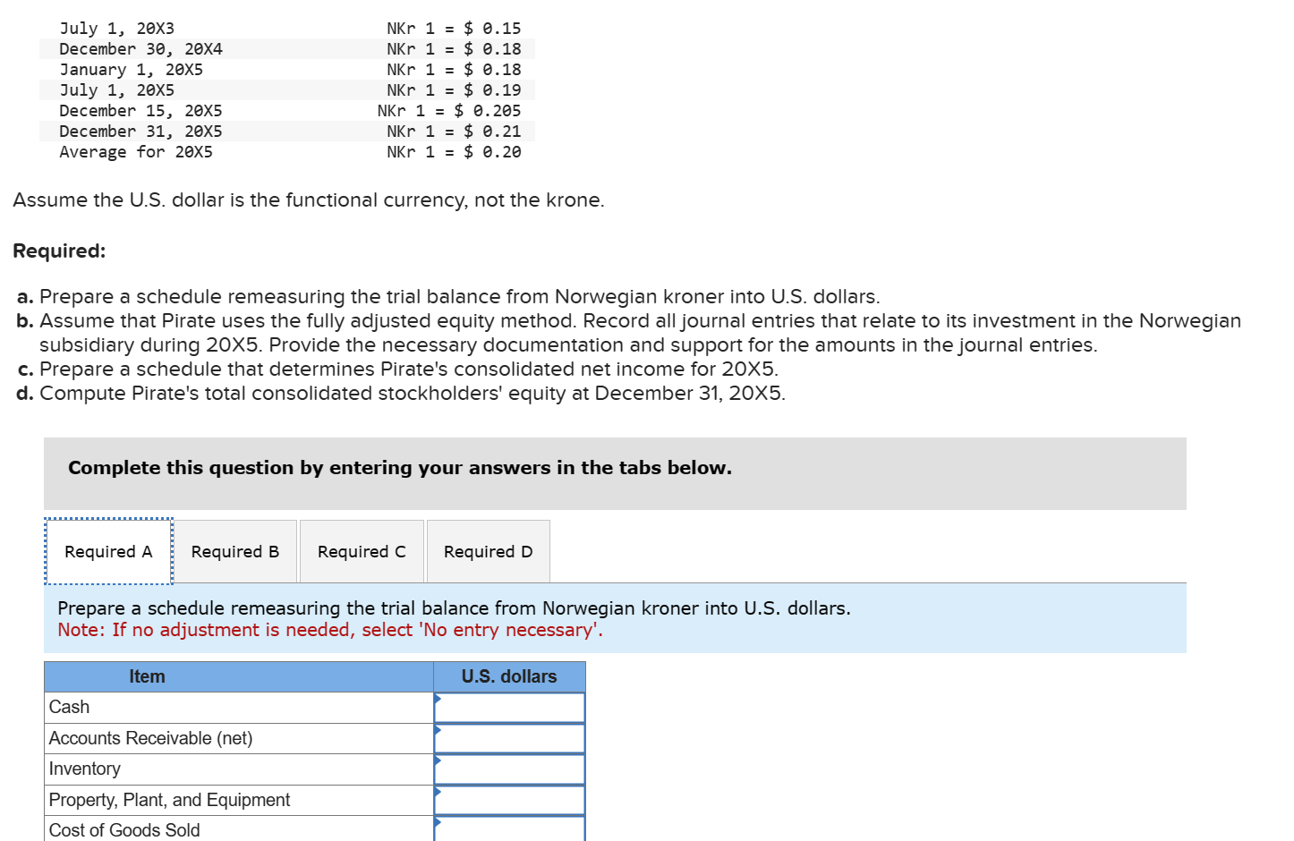 Solved Assume the U.S. dollar is the functional currency, | Chegg.com