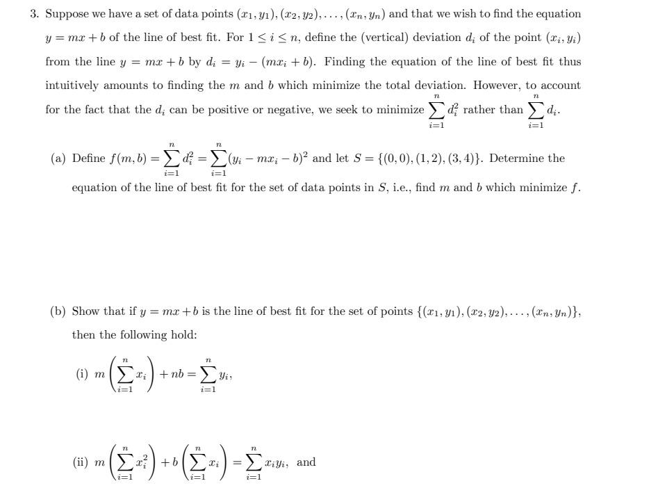 Solved 3. Suppose we have a set of data points | Chegg.com