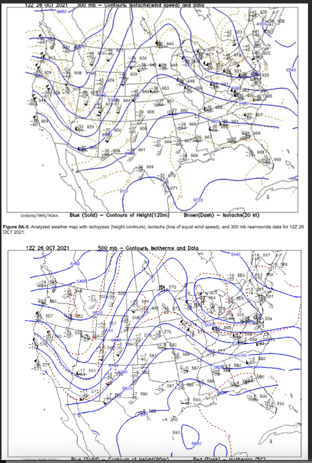 Solved Figure 9A-5. Analyzed weather map with isohypses | Chegg.com