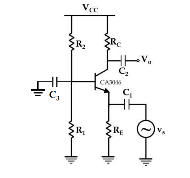 Solved Design a common base amplifier like in the schematic | Chegg.com