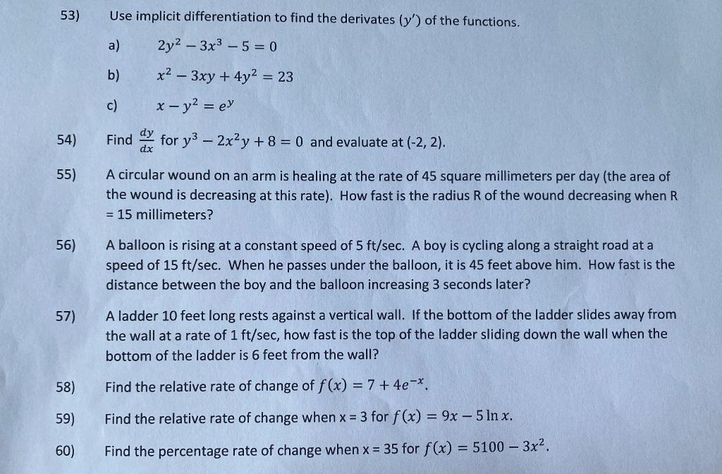 Solved 53) Use implicit differentiation to find the | Chegg.com