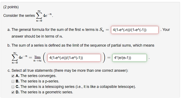 Solved (2 points) Consider the series Consider the series Ž | Chegg.com