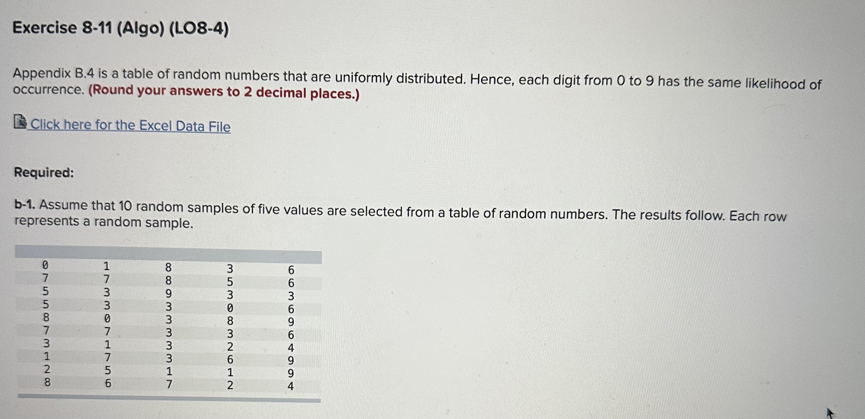 Solved Appendix B 4 Is A Table Of Random Numbers That Are Chegg