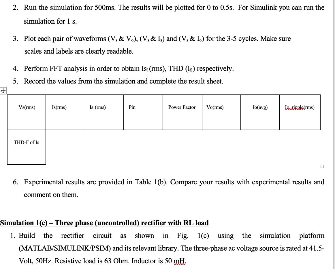 Solved SIMMULATION ANALYSIS Simulation 1 (a) – Single phase | Chegg.com