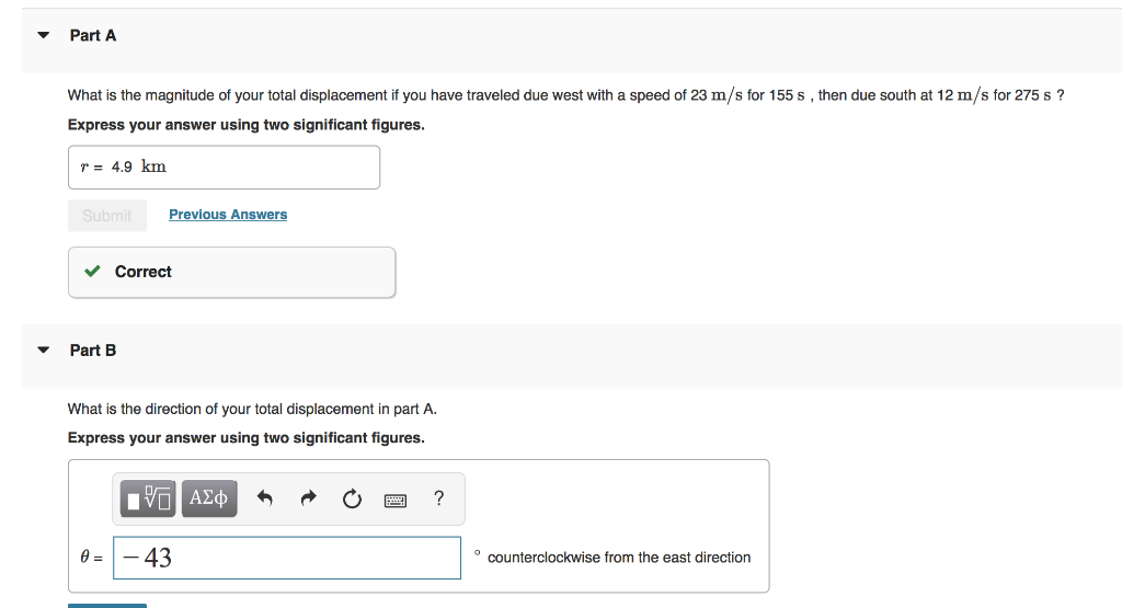 Solved What is the direction of the total displacement in | Chegg.com