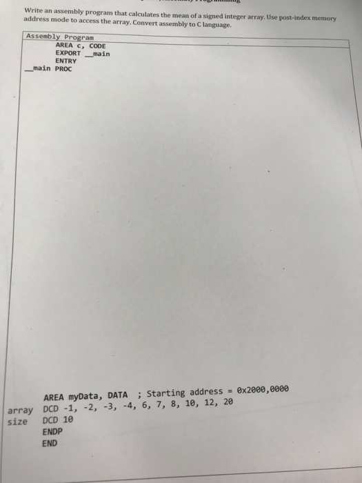 Solved Write An Assembly Program That Calculates The Mean Of 2003
