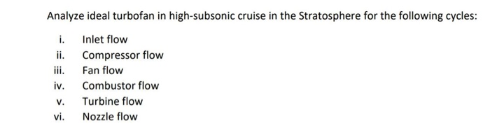 Solved Analyze ideal turbofan in high-subsonic cruise in the | Chegg.com