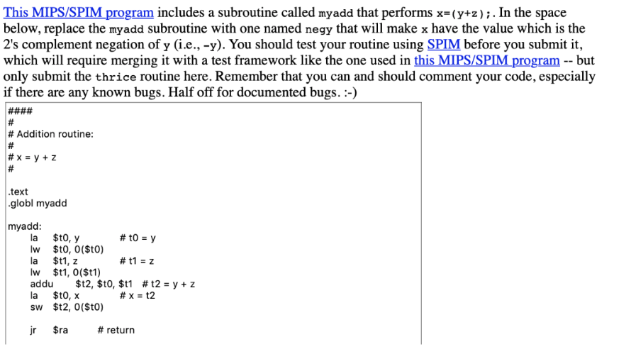 Solved This MIPS/SPIM program includes a subroutine called | Chegg.com