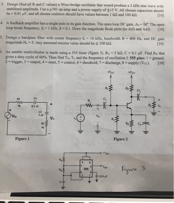 Solved Design (find all R and C values) a Wien-bridge | Chegg.com