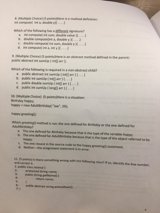 Solved 1. (5 points output of following Java Program? class | Chegg.com