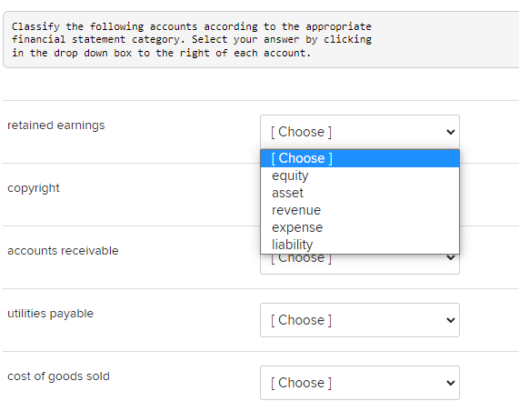Solved Classify the following accounts according to the | Chegg.com