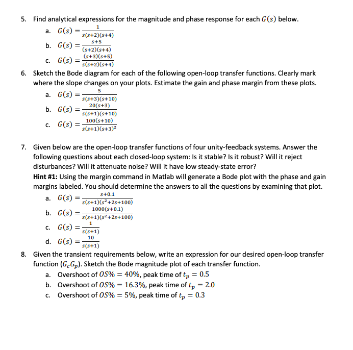 Solved Find analytical expressions for the magnitude and | Chegg.com
