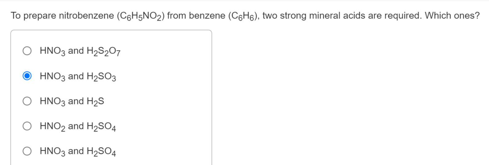 Solved To prepare nitrobenzene (C6H5NO2) ﻿from benzene | Chegg.com