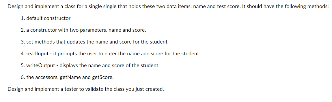 Solved Design and implement a class for a single single that | Chegg.com