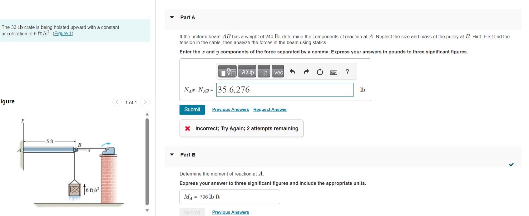 Solved Part AThe 33-lb crate is being hoisted upward with a | Chegg.com